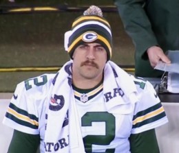 Aaron Rodgers Has a Handle Bar Mustache