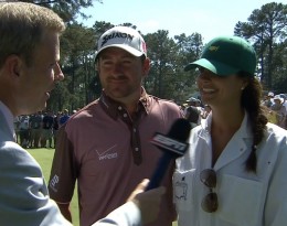 Graeme McDowell's wife-to-be Kristin Stape caddied for him