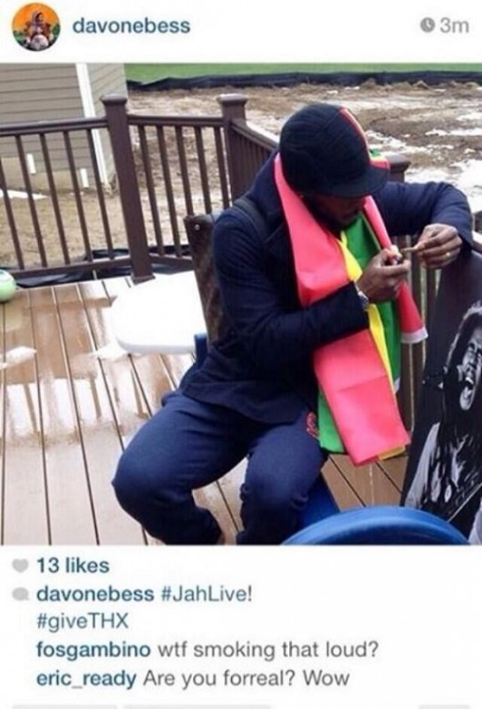Davone Bess posts Instagram photo of him holding blunt day he is off ...