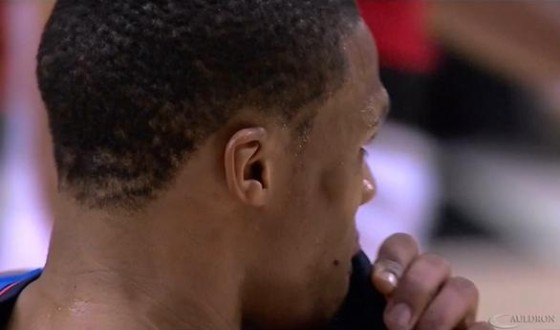 Russell Westbrook gets dent in cheek after knee to head (Video) | Larry ...