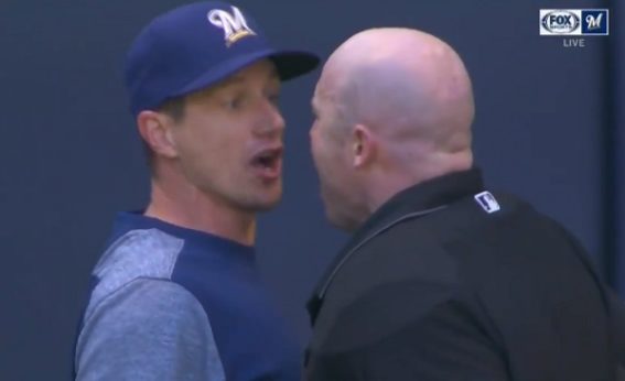Umpire Mike Estabrook spent the weekend ejecting all the Brewers