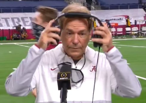 Nick Saban got all the memes after awkward halftime interview