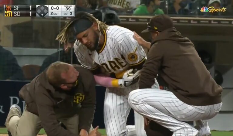 Fernando Tatis Jr. suffers partially dislocated shoulder on swing