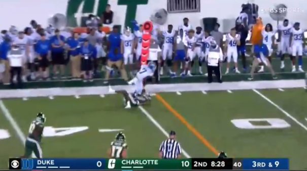 Video: Duke RB Jordan Waters absolutely runs over defender