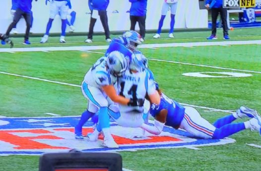 Sam Darnold sacked by teammate in funny blooper