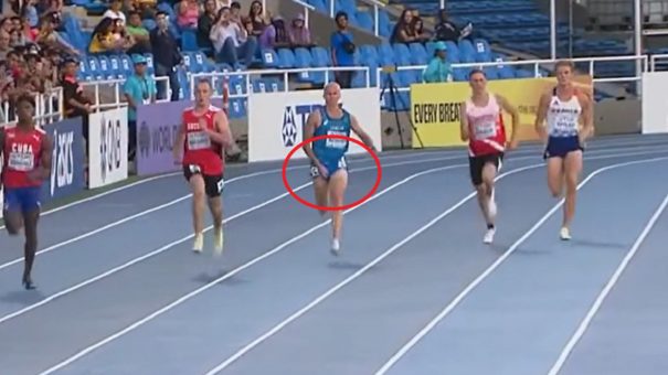 Italian decathlete suffers major wardrobe malfunction during race