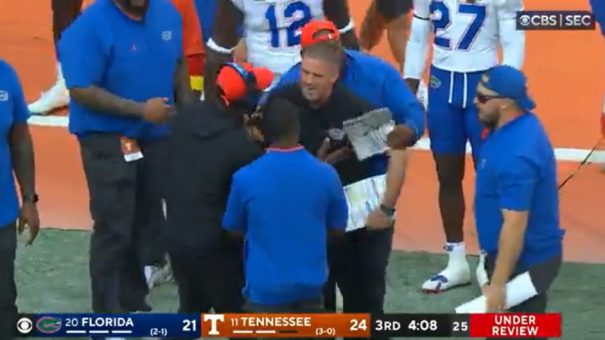 Video: Billy Napier restrained from going after referees