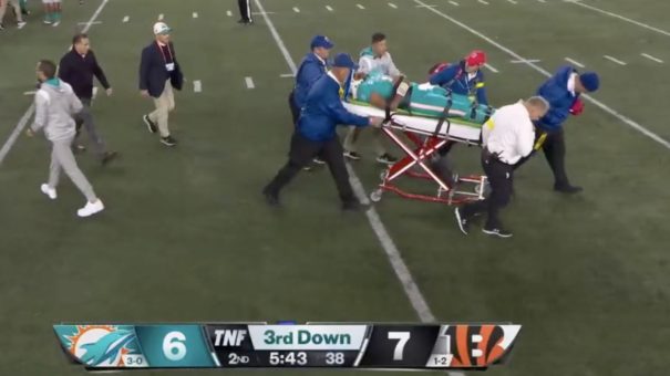 Tua Tagovailoa taken to hospital after suffering concussion