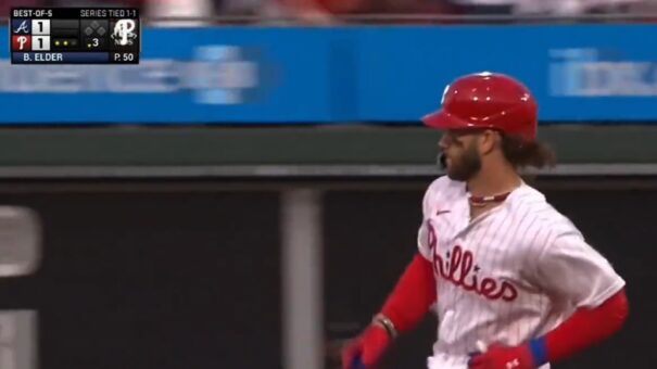 Bryce Harper stares down Orlando Arcia after huge home run