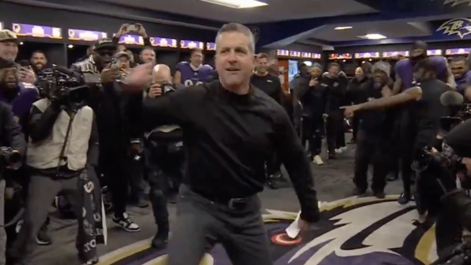 John Harbaugh goes viral for his dance moves after Ravens' win