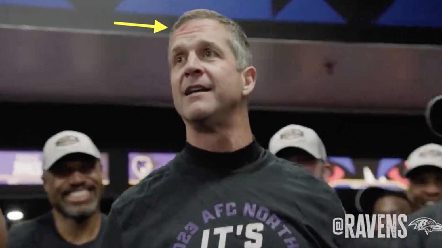 John Harbaugh went viral for bloody move during locker room speech
