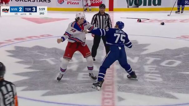 Matt Rempe throws down again in another heavyweight hockey fight