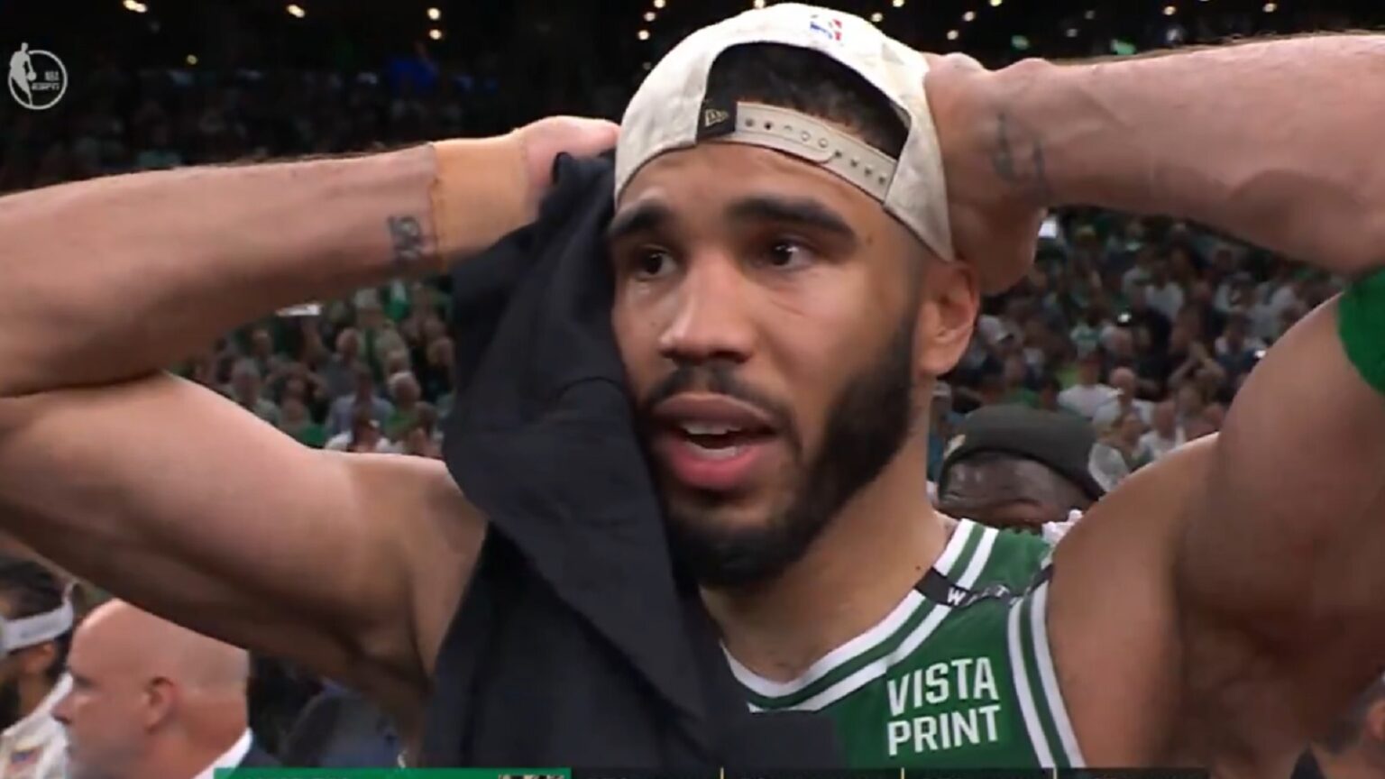 Jayson Tatum pulls a Kevin Garnett after winning championship