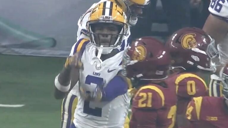 LSU WR Kyren Lacy gets penalty for pretending to shoot opponent