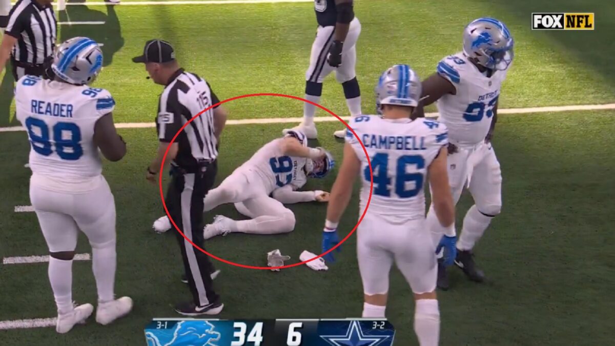 Aidan Hutchinson taken off on cart with horrible leg injury