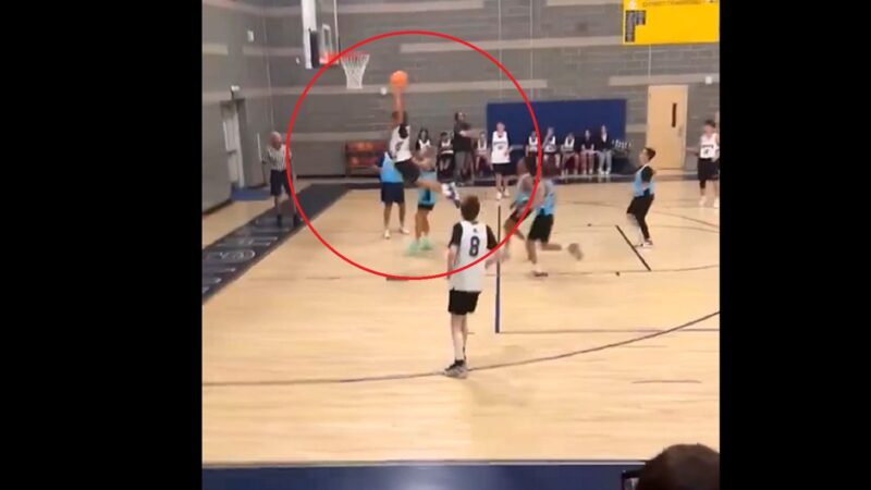 Incredible video shows young boy failing miserably on his dunk attempt