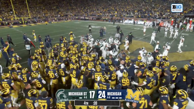 Michigan, Michigan State players brawl at end of rivalry game
