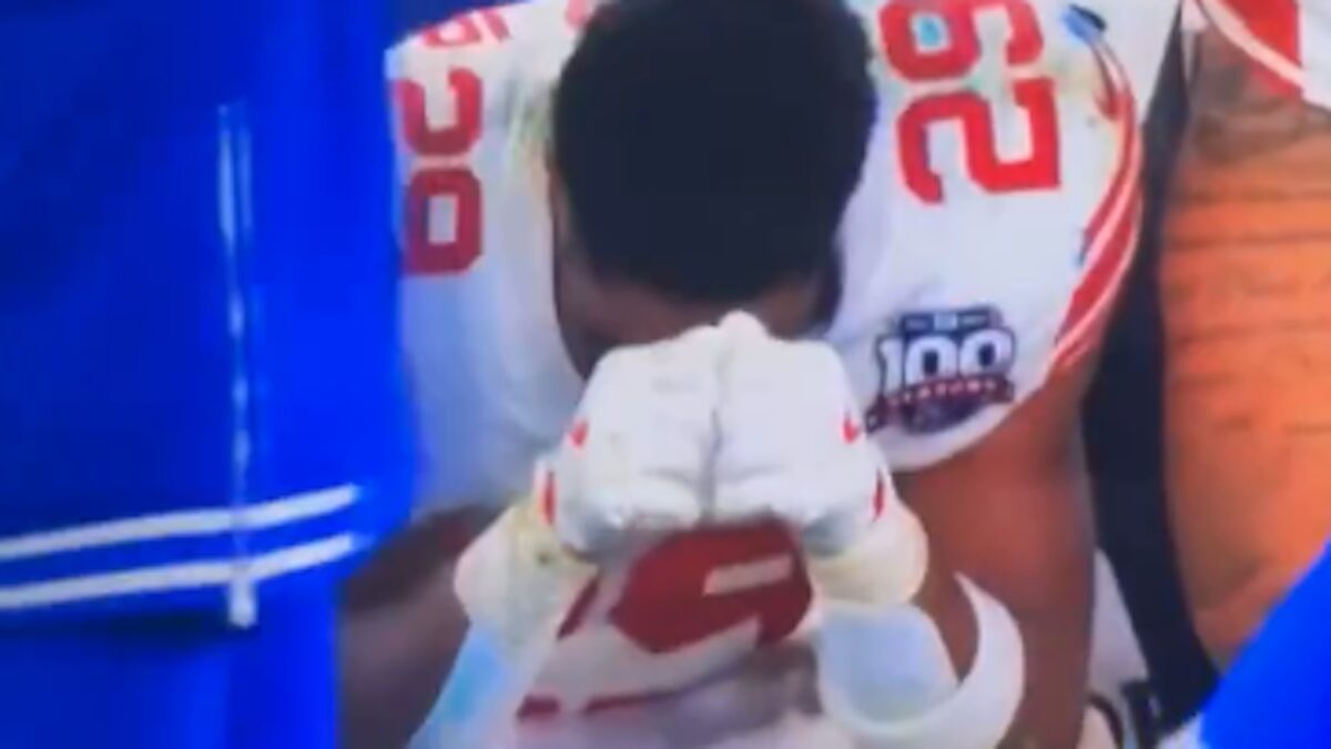 Tyrone Tracy seen crying after blowing game for Giants with fumble