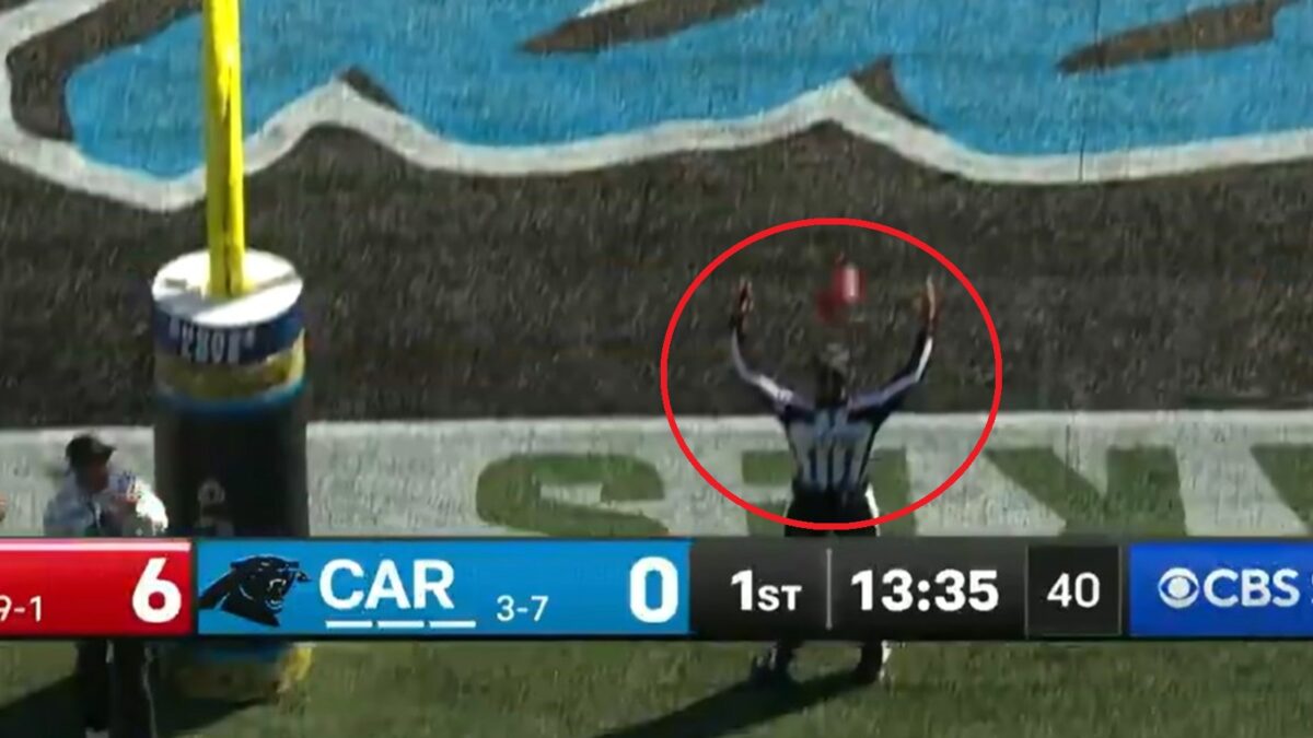 NFL referee gets bonked in head by kick in Chiefs-Panthers game