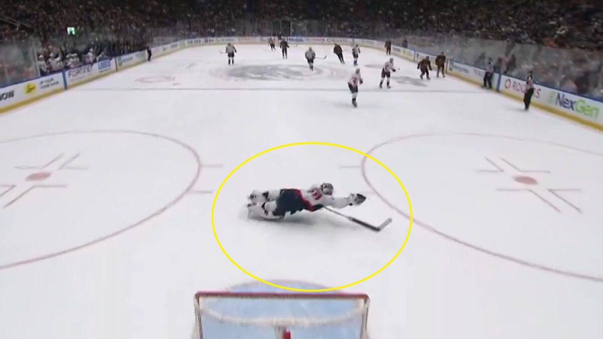 Capitals goalie had the most ridiculous save of the year