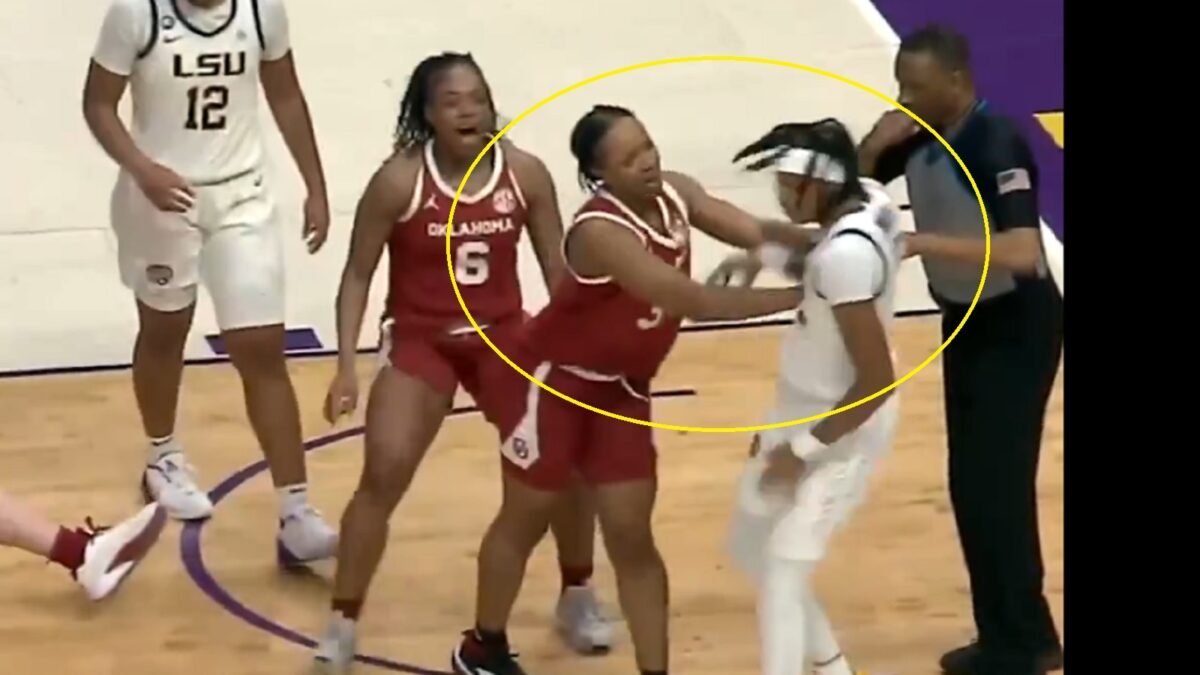 LSU player shoves Oklahoma player to ground, gets ejected