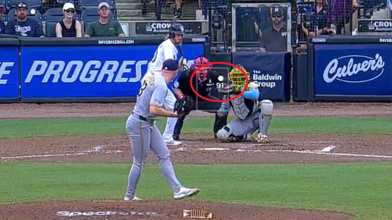 Umpire Sean Barber has horrible missed strike 3 call in Rays-Brewers game