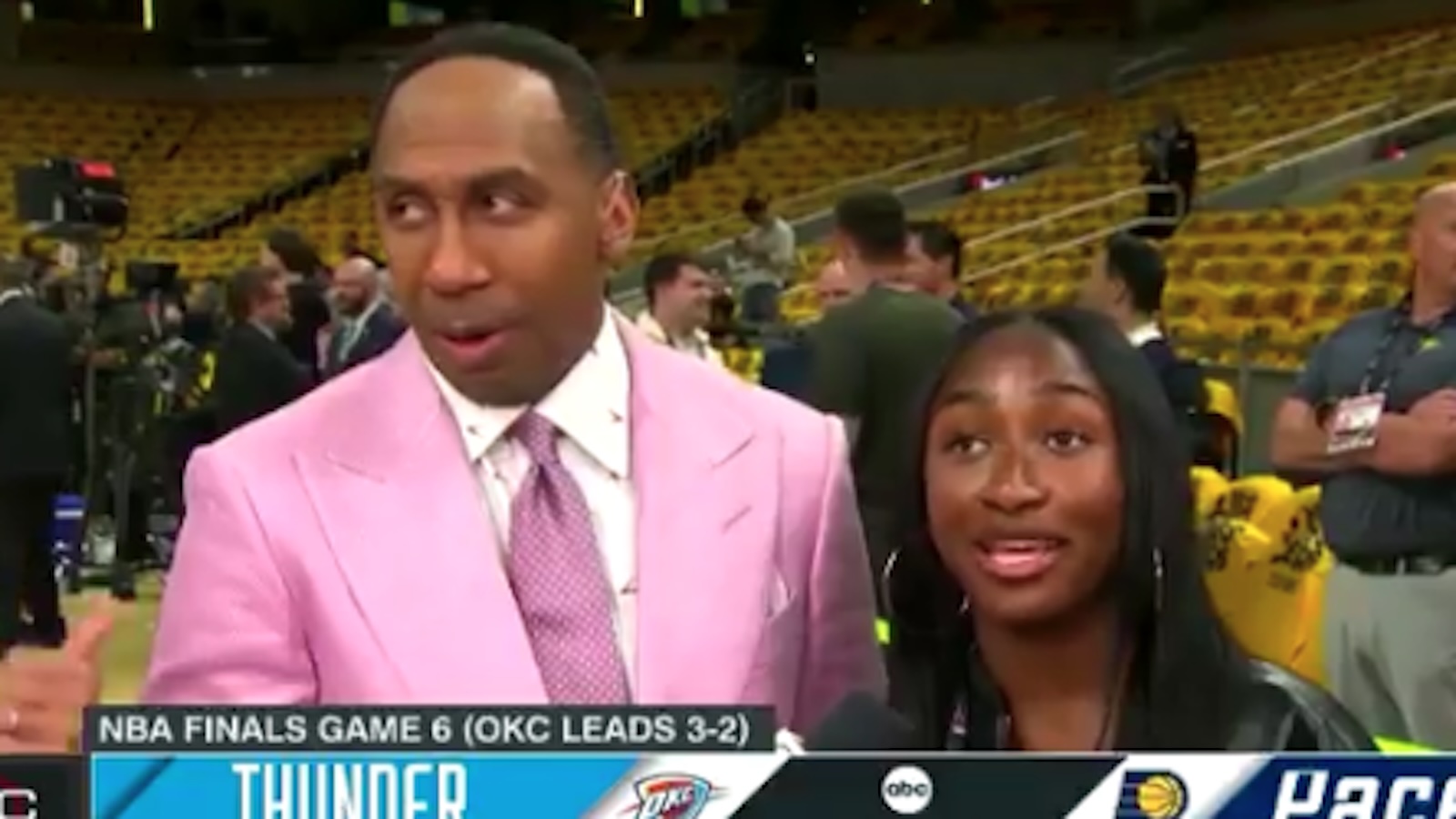 Stephen A. Smith's daughter Samantha makes a TV appearance at NBA Finals