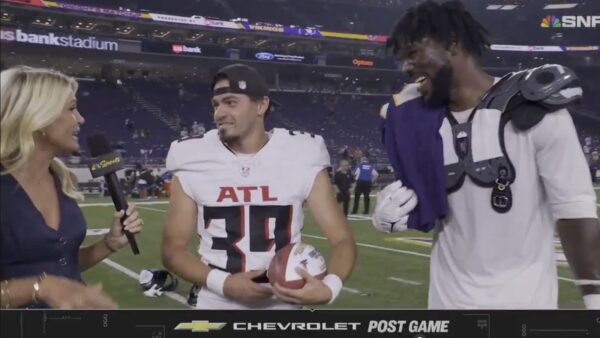 Falcons hero blanks on his teammate's name during live interview