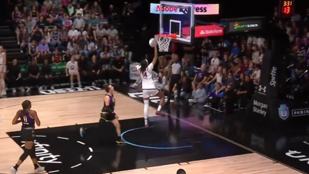 Dominique Malonga throws it down with authority during Unrivaled game