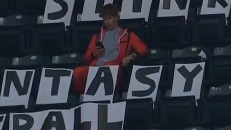 Fan endures an embarrassing fantasy football punishment during an MLB game